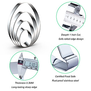 Large Egg Cookie Cutter Set in Different Sizes - 5 Inch, 4 Inch, 3 Inch, 2 Inch - 4 Piece - Stainelss Steel
