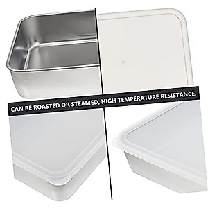 FURLOU Stainless Steel Bakeware Nonstick Bakeware Pizza Oven for Grill Bread Loaf Pan with Lid Dessert Baking Pans Cheese Baking Tray Nonstick Pizza Pan Fresh-keeping Box Bread Pan 1 Set Plate (Color