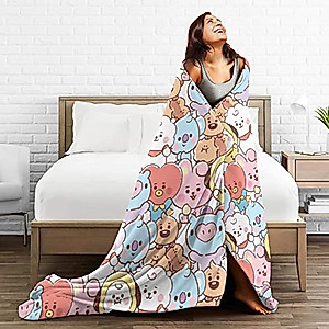 LOSVORF Bt Cartoon Blanket 21 Throw 50"X60" J-Hope Jimin Blankets Sofa Army Blankets Christmas Blanket Gift Flannel Blankets Quilt Blankets for Living Room Bedroom