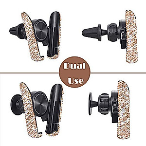 ATMOMO Gold with AB Color Plated Bling Crystal Car Phone Mount Universal Air Vent Car Phone Holder Dashboard Phone Mount Stand Holder
