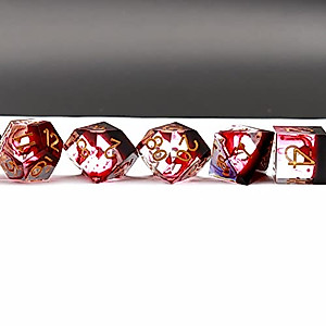 Haxtec Sharp Edge DND Dice Set Red Blood Swirls Resin Dice D&D Dice for RPG Role Playing Games Dungeons and Dragons Gift