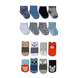 Little Me Baby Boys Animal/ Solids/ Spaced Dye/ Textured Assorted 16 Pack Boy Socks, Multi, 0-12 Months US
