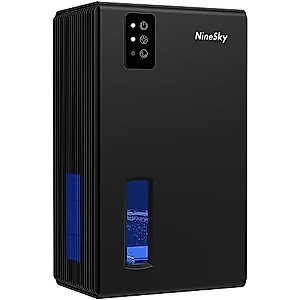 NineSky Dehumidifier for Home, 85 OZ Water Tank, (800 sq.ft) Dehumidifiers for Bathroom, Bedroom with Auto Shut Off, 7 Colors LED Light(Black)