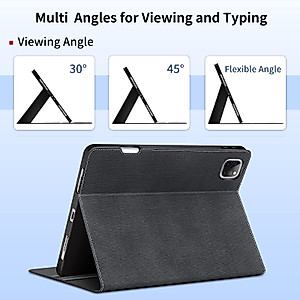 DTH-PANDA iPad Pro 12.9 Case for 6th/5th/4th/3rd Generation Case 2022 2021 2020 2018 PU Leather with Pen Holder, Folio Stand with Soft TPU Back,Auto Sleep/Wake Function (Ash Brown) (Crow Black)