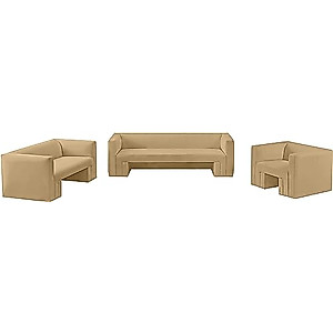 Meridian Furniture 665Camel-S Henson Collection Modern | Contemporary Velvet Upholstered Sofa with Soft Camel Velvet, Solid Wood Frame, 89.5" W x 34.5" D x 28" H, Camel