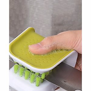 YQBOOM Blade Knife Cleaner Kitchen Washing Brush Chopsticks Cutlery Cleaning Brush Double-Sided Knife Scrubber Multifunctional Knife Sponge 1 PC with Silicone Funnel