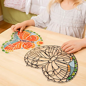 Melissa & Doug Stained Glass Made Easy Activity Kit: Butterfly - 140+ Stickers - Kids Sticker Stained Glass Craft Kit; Sun Catchers For Kids Ages 5+