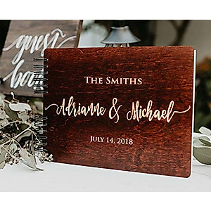 Wooden Rustic Guest Book 11" x 8.5" : Made in USA (Customize Inside Pages, Front Cover Custom Engraved)