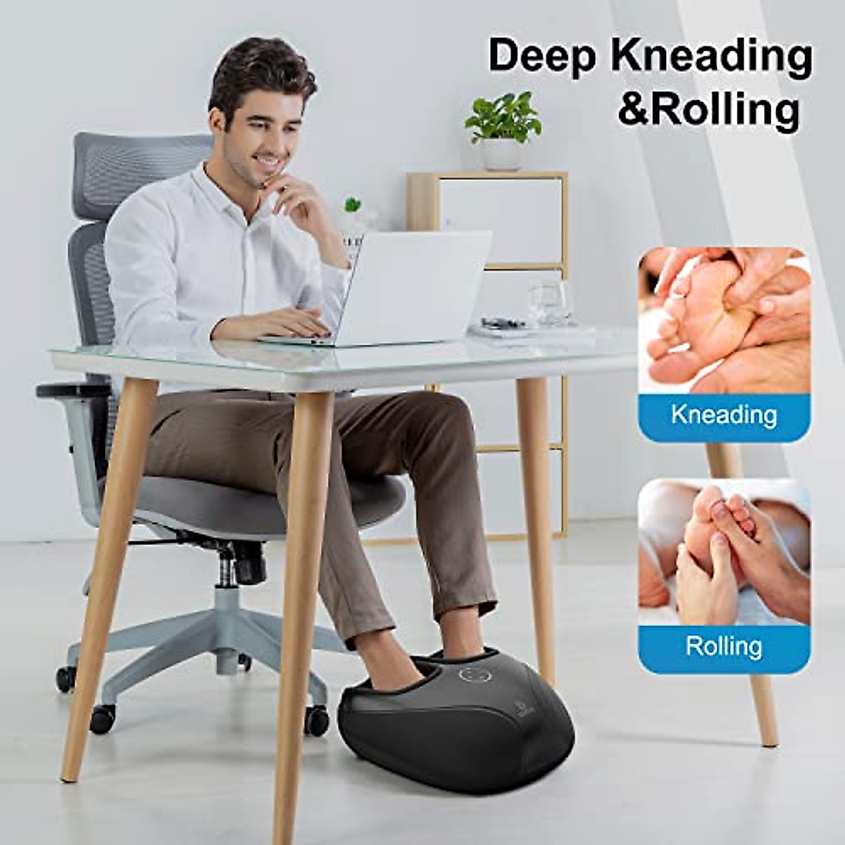 COMFIER Foot Massager Machine with Heat, Shiatsu, Keading Rolling Compression Feet Massager for Plantar Fasciitis, Neuropathy, Gifts for Women,Men Fits up to Men Size 13, Foot Warmer Massager,