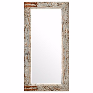 Amazon Brand – Stone & Beam Vintage-Look Rectangular Hanging Wall Frame Mirror Decor, 36.25 Inch Height, Gray