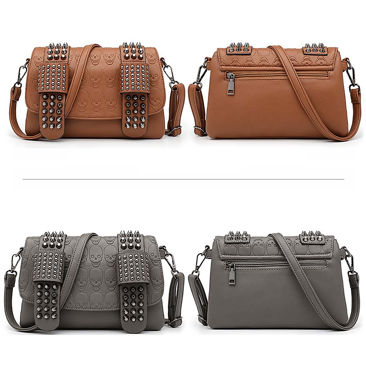 Gothic Shoulder Bag Steampunk Shoulder Messenger Bag Rivet Skull Shoulder Bag Harajuku Shoulder Bag (black)