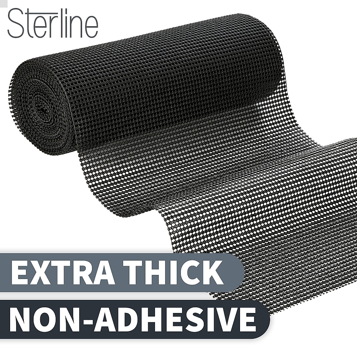Sterline Shelf Liner Paper - Drawer Liner Papers Black - 12 in x 20 ft, Cut-to-Size, Non-Adhesive, Durable, Non-Slip Mat, Easy Install, Strong Grip - Kitchen Cabinet Liners, Black Shelf Paper Liner