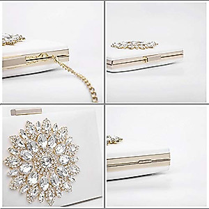 L-COOL Cute Diamond Evening Clutch Purse Shoulder Bag Crossbody Handbag With Chain For Women (White)