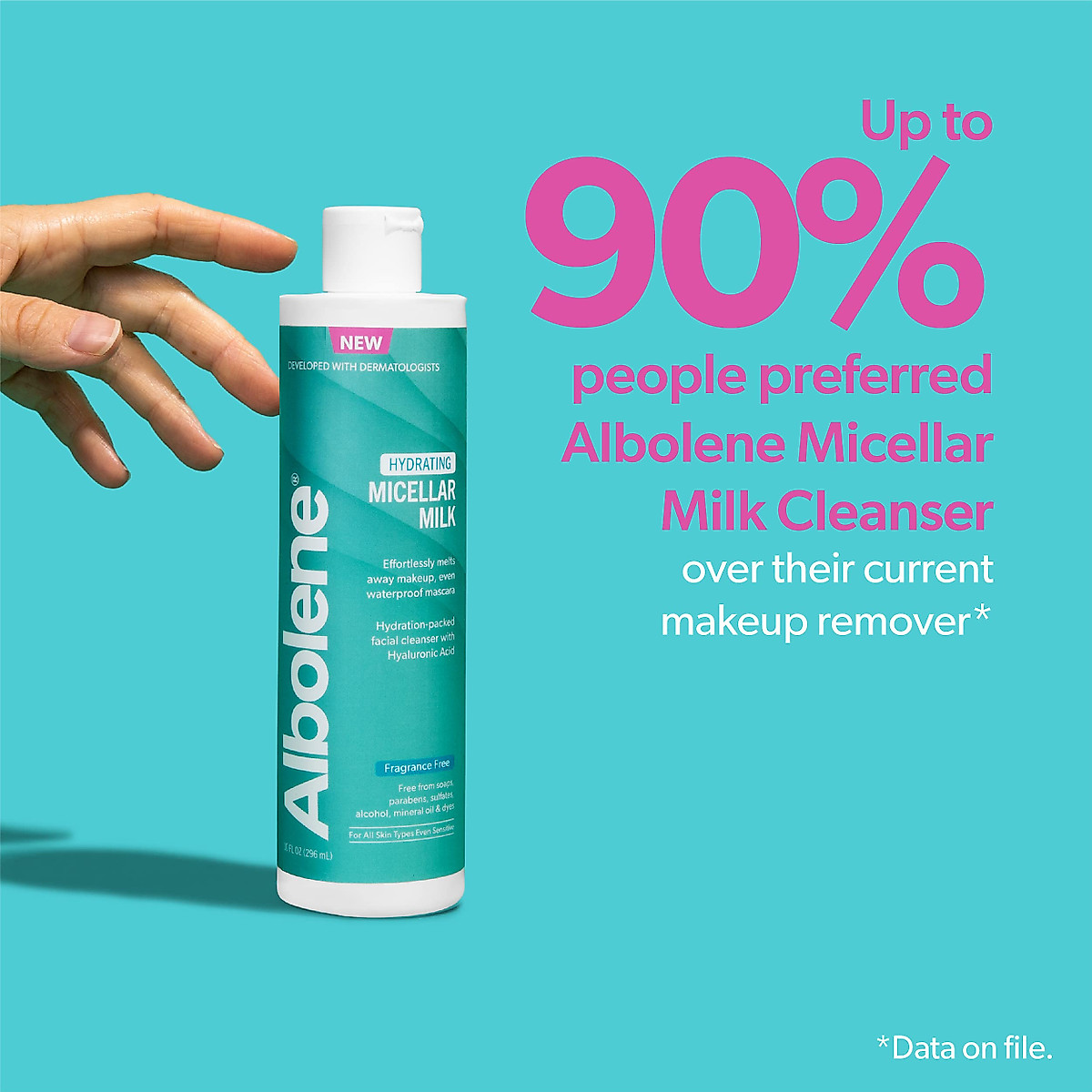 Albolene Micellar Milk Face Cleanser, Micellar Water Alternative, Makeup Remover and Cleansing Balm with Hyaluronic Acid, 10 fl oz, Packaging May Vary