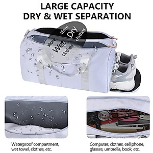 ICEIVY Gym Duffle Bag Dry Wet Separated Gym Bag Sport Duffle Bag Training Handbag Yoga bag with Extra Drawstring Backpack for man and women (Grey-Upgrade) Large