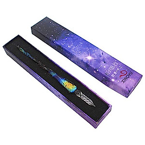 Xiaoyu Glass Dip Pen Vintage Handmade Glass Signature Pen Starry Sky Crystal Dip Sign Pen Gift Calligraphy Pen - E