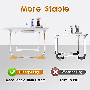 Amaredom Laptop Bed Desk Tray Bed Table, Foldable Portable Lap Desk with Storage Drawer and Cup Holder for Eating Breakfast on Bed/Couch/Sofa-White Oak