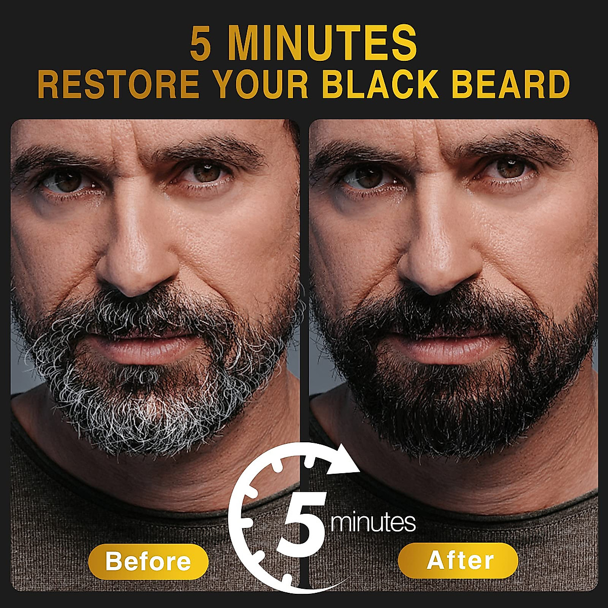 Black Beard Dye for Men - Instant Coloring, Darkening Sideburns, Mustache, and Facial Hair Grooming (10 Pack)