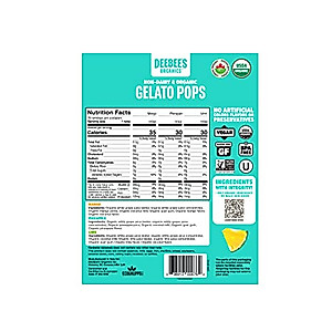 DeeBee's Organics Non-Dairy Gelato Pops, Creamy Freezer Pops made with Coconut Milk, No Refined Sugar, No Artificial Flavors or Colors (Pack of 20)