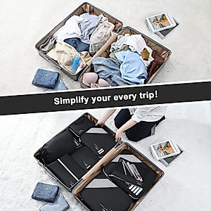 DIMJ Packing Cubes - 8 Packs Travel Organizer Bags for Luggage, Lightweight Travel Accessories, Travel Luggage Organizers with Laundry Bag, Shoe Bag, Toiletries Bag (Black)