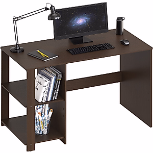 SHW Home Office Computer Desk with Shelves, Espresso