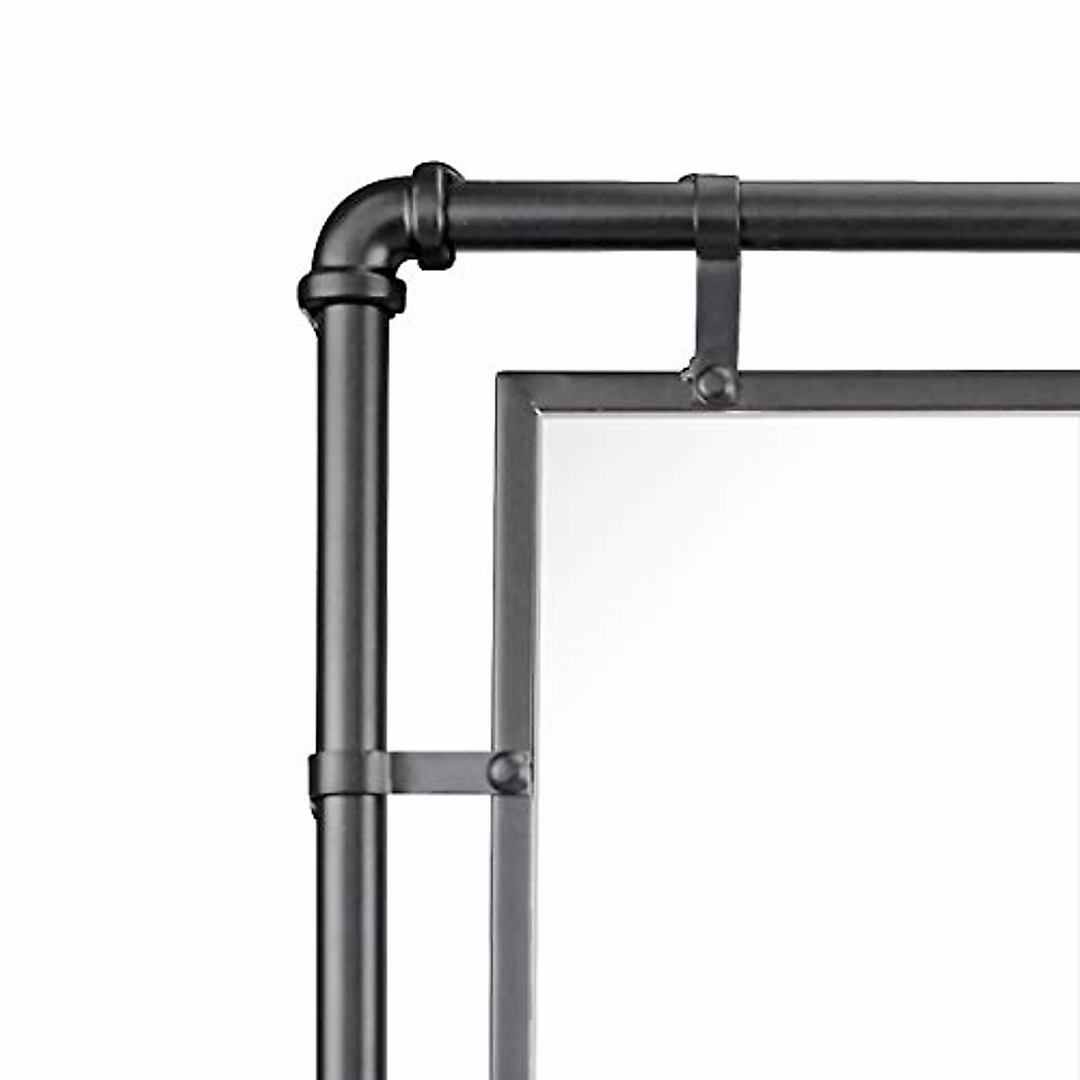Stonebriar Rectangular Industrial Black Metal Pipe Hanging Wall Mirror, 29.1" x 16.7"