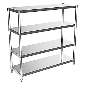 Storage Shelves, 4 Tier Shelf Adjustable Stainless Steel Shelves, Sturdy Metal Shelves Heavy Duty Shelving Units and Storage for Kitchen Commercial Office Garage Storage, 47L X 16W X 47H 880Lbs Total