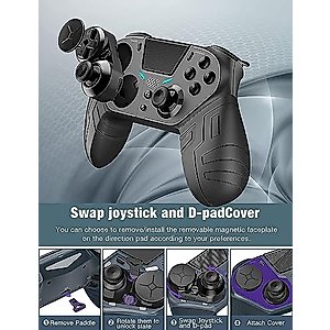 【April 2023 Newly Updated Version】 TJPD Wireless Game Set with 3 programmable Back Buttons and 1 Sensitivity Control Back Button (Black)
