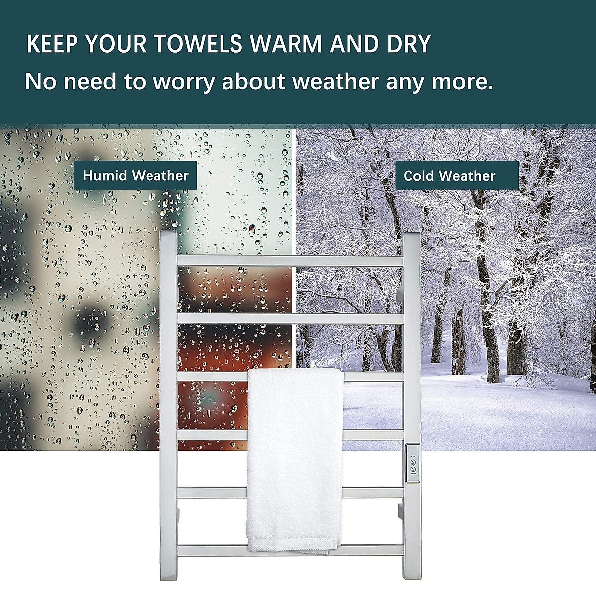 FUREX Towel Warmer 6 Bar Electric Heated Towel Rack Wall Mount Plug-in/Bath Towel Heater (Mirror Polish - Timer)