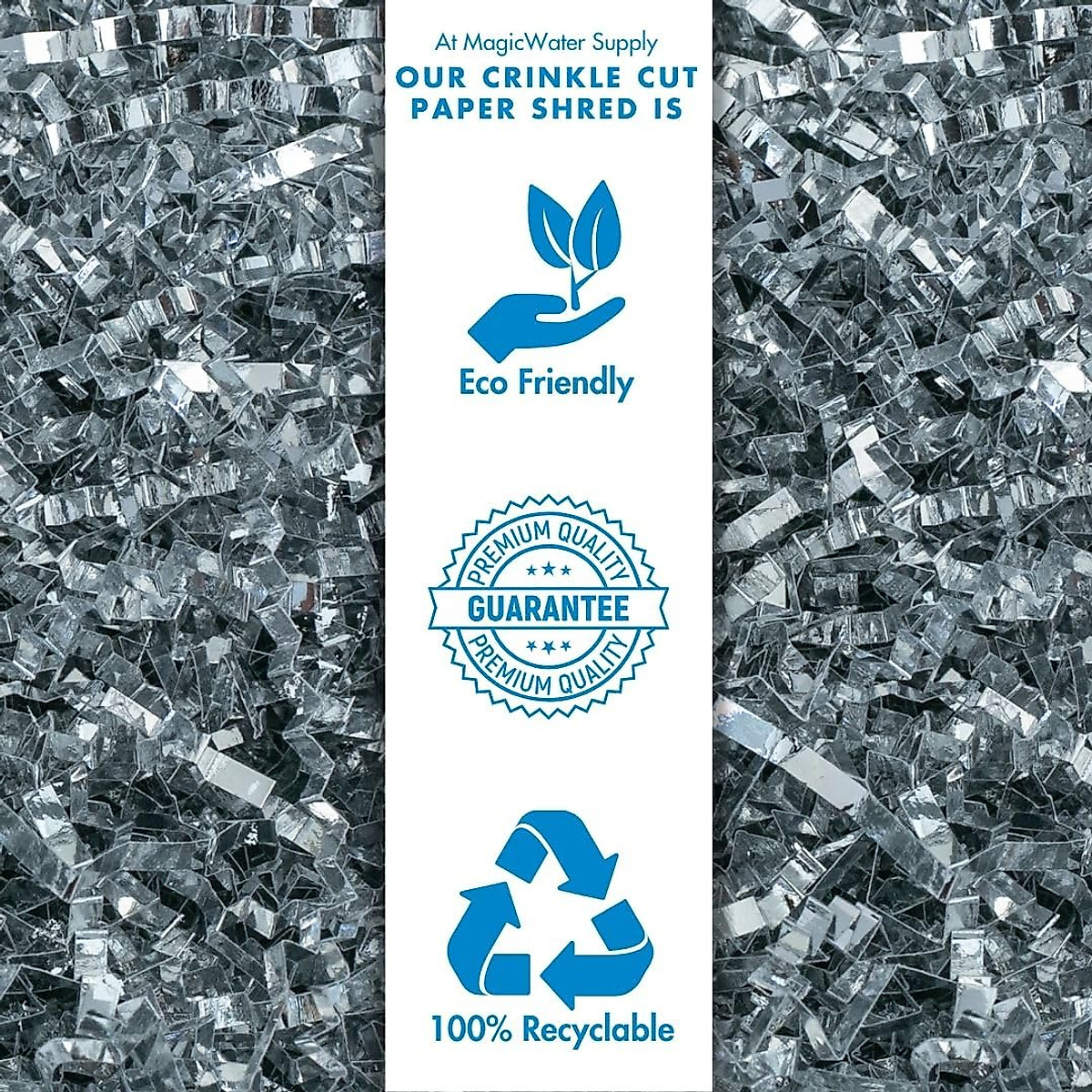 MagicWater Supply Crinkle Cut Paper Shred Filler (1 LB) for Gift Wrapping & Basket Filling - Silver Metallic