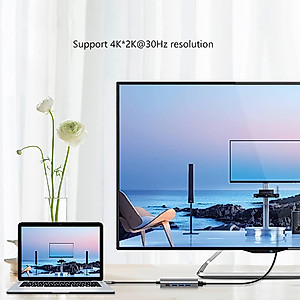 Port Expander USB C Docking Station 8-in-1 USB C Hub Adapter for PC Laptop with HDMI, Ethernet, 3 USB 3.0, 60W PD, SD/TF Card Reader USB Splitter