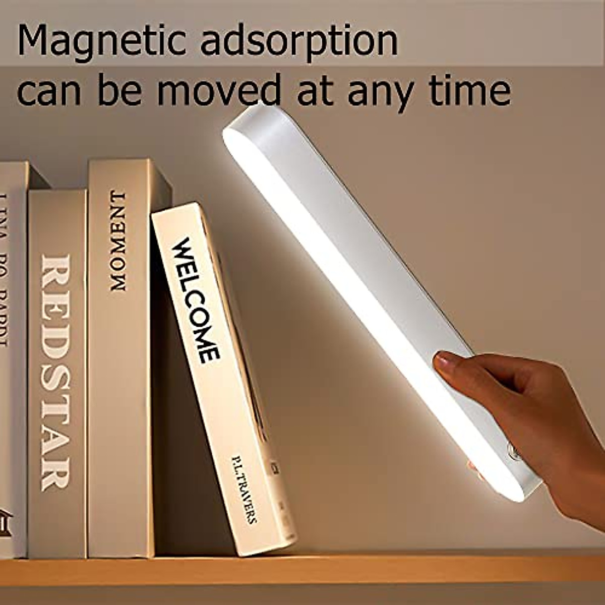 Ousam Led Desk Light Under Cabinet Lights Cordless Protable for Home Office with USB Charging Touch Magnetic for Books in Bed Study Table Built-in Rechargeable Battery (White)