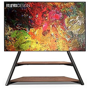 FITUEYES Design Corner Floor TV Stand for 75-100 Inch TV LCD LED Flat Curved TVs Heavy Duty TV Mount with Large Storage Wood Shelf Modern Entertainment Center, Up to 187 lbs, Eiffel Series