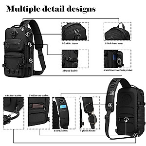 OZUKO Tactical Backpack Chest Sling Bags for Men, Waterproof Crossbody Shoulder Daypack for Outdoor Walking Hiking Trekking (Military)