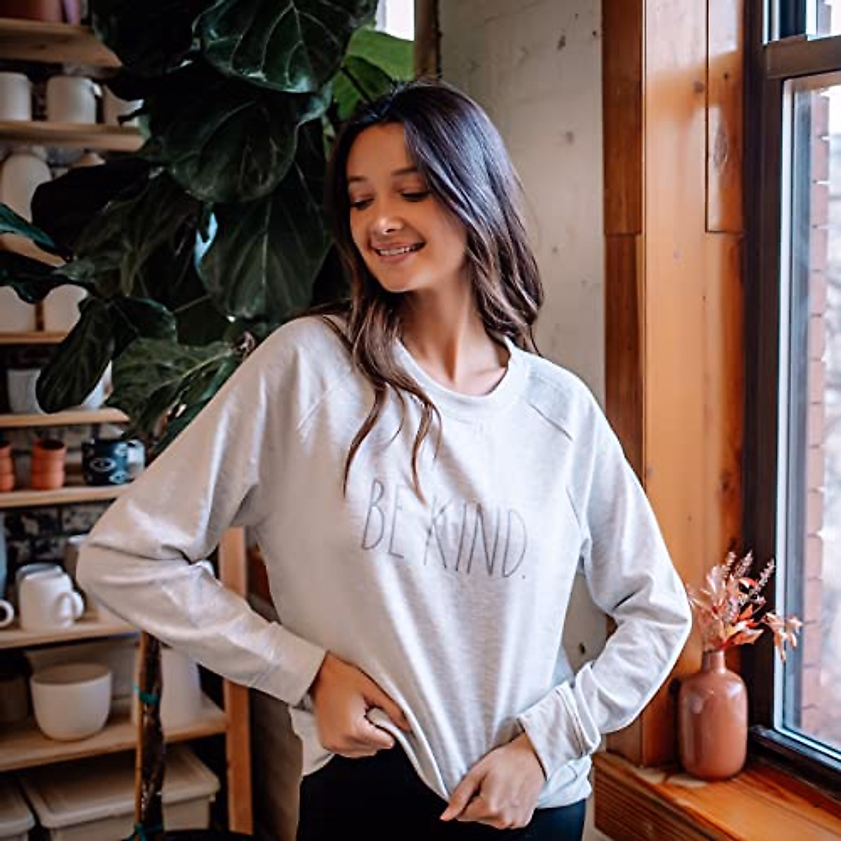 Rae Dunn Women's Studio Raglan Sweatshirt, X-Large