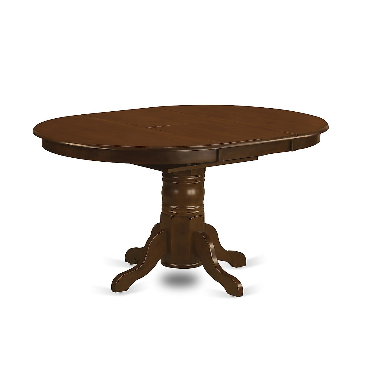 HomeStock African Artistry Kitchen Dining Table - an Oval Wooden Table Top with Butterfly Leaf & Pedestal Base, 42x60 Inch, Modern Oval Dining Table Espresso
