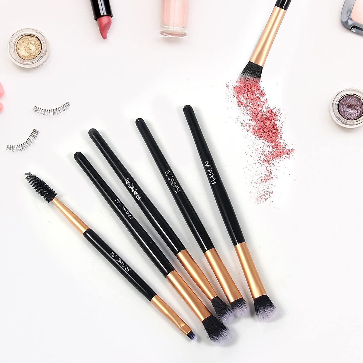 luumeiy Eye Makeup Brushes 5 Pieces Professional Eye Shadow Make-up Brush Set Applied with Eyeshadow palette, Concealer Liquid, Eyebrow powder (2021 Latest)