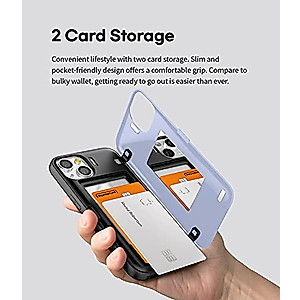 GOOSPERY Magnetic Door Bumper Compatible with iPhone 13 Case, Card Holder Wallet Case, Easy Magnet Auto Closing Protective Dual Layer Sturdy Phone Back Cover, Lilac Purple