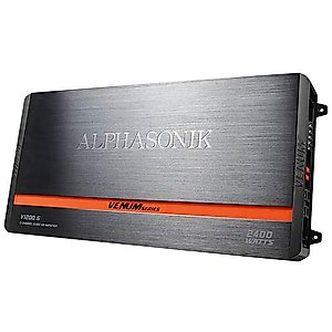 Alphasonik V1200.5 Venum Series 2400 Watts Max 5-Channel Car Amp with Power Plant Chip 4-Way Protection Circuitry Multi-Channel Bridgeable Class A/B Amp with Remote Bass Boost Control Knob Include