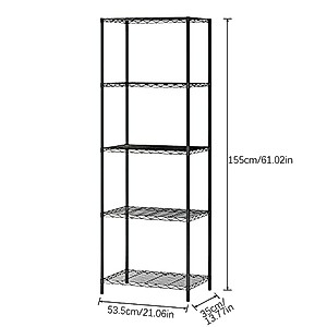 Petiture Storage Shelves, 5 Tier Kitchen Shelving Unit, Wire Shelving Rack, Metal Kitchen Shelves, Pantry Rack for Kitchen, Storage Racks for Pantry, Pantry Organization and Storage Shelving