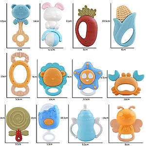 Baby Teething Toys 12 pcs Baby Teething Chew Toys - High Temperature Steriliz Soft Rubber Baby Teether