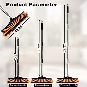 16" Heavy Push Broom for Outdoor Floor Cleaning Heavy Duty Outdoor Broom with 54" Long Handle,Outdoor Broom for Deck,Driveway,Garage,Yard,Deck,Patio,Warehouse,Concrete