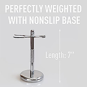 Bevel Safety Razor & Shaving Brush Display Stand with Non Slip Base, Dual Shave Stand Designed to Prevent Water Damage, Improve Hygiene and Protect Shaving Kit