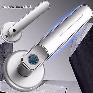 Yszbiay Fingerprint Door Lock Bedroom Door Lock Biometric Door Lock Keyless Electronic Door Knob with 30 Fingerprints Smart Lock for Home Storage Bedroom Office and Other Private Spaces（Silver）