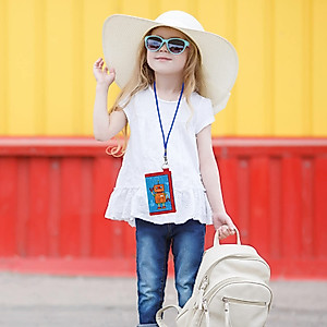 Leehoom Canvas Trifold Wallets with Zipper Pocket，Kids Wallets for Boys Girls with Magic Sticker - Robot