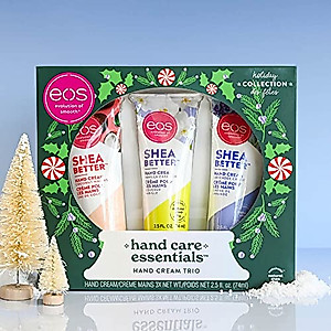 eos Holiday Collection, Hand Care Essentials, Hand Cream Trio- Coconut, Vanilla Cashmere, and Lavender, 24-Hour Hydration, 2.5 oz, 3-Pack, Clear