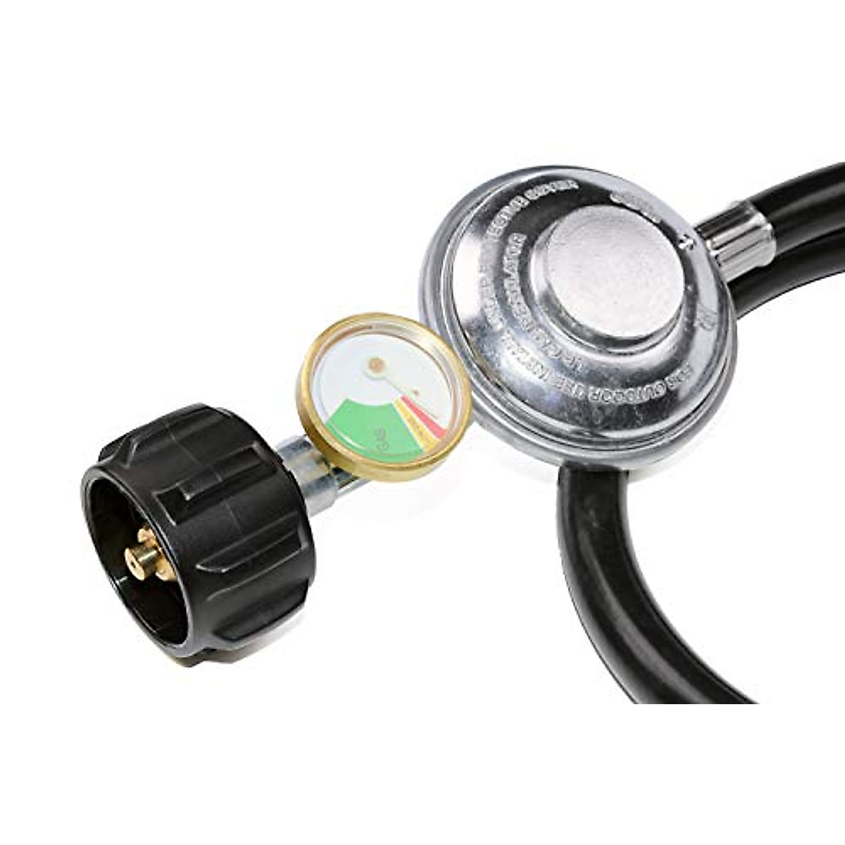 3 Feet Propane Regulator Hose with Propane Tank Gauge Universal Grill Regulator Replacement Parts, QCC1 Hose and Regulator for Most LP Gas Grill, Heater and Fire Pit Table, 3/8" Female Flare Nut