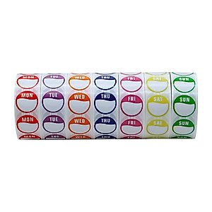 Hybsk 3/4 inch Day of Week Labels (Mon-Sun) FIFO Food Restaurant Day Dots Inventory Management Labels, 500 Labels per Roll, Total 3500 Stickers