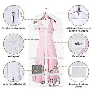 3 PCS Garment Bags, Garment Bags for Dance Costumes, 50 Inch Garment Bags for Hanging Clothes with 7 Zipper Pockets, Garment Bags For Travel Storage, Dance Garment Bags for Dancers, Clear Garment Bag