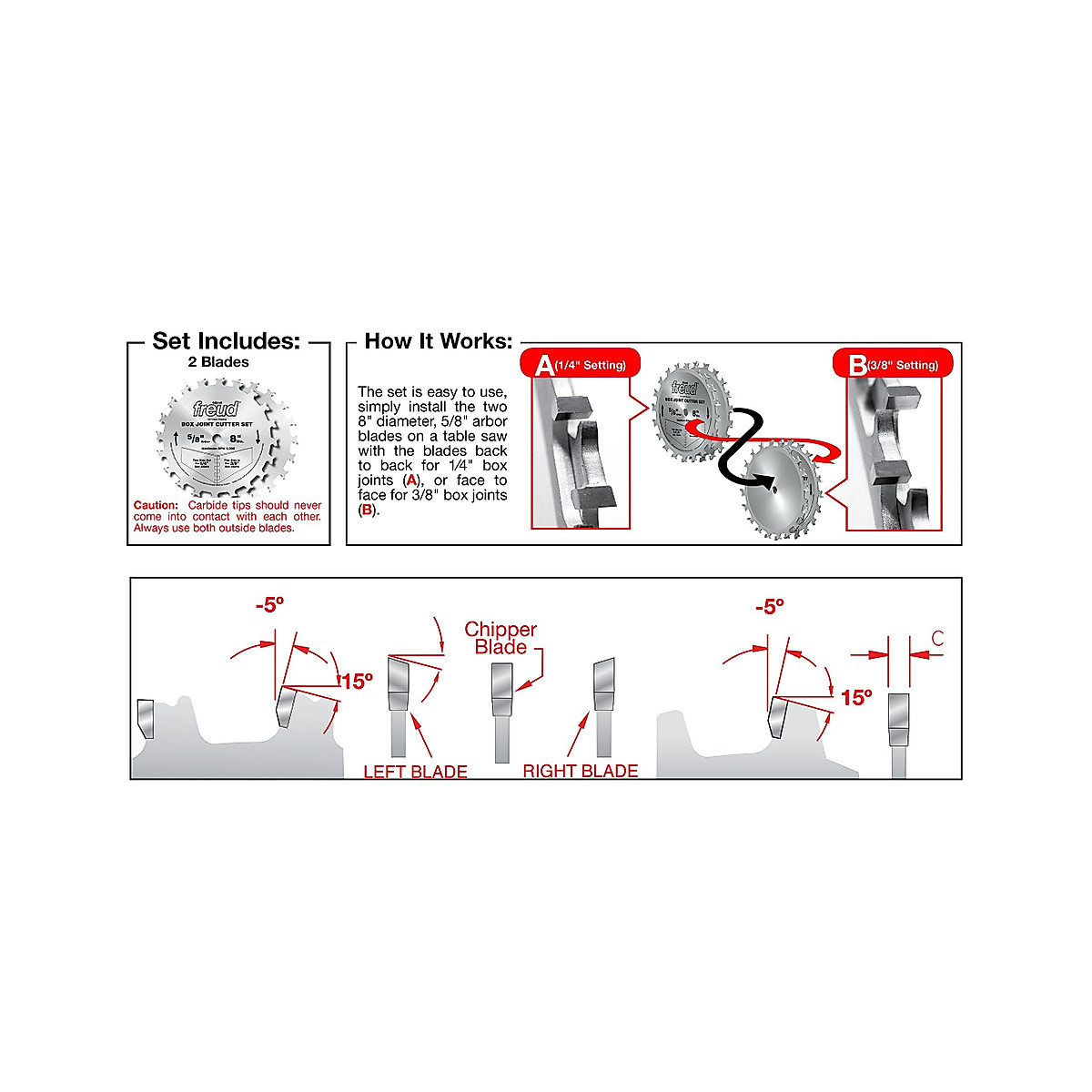 Freud SBOX8: 8" Box Joint Cutter Set